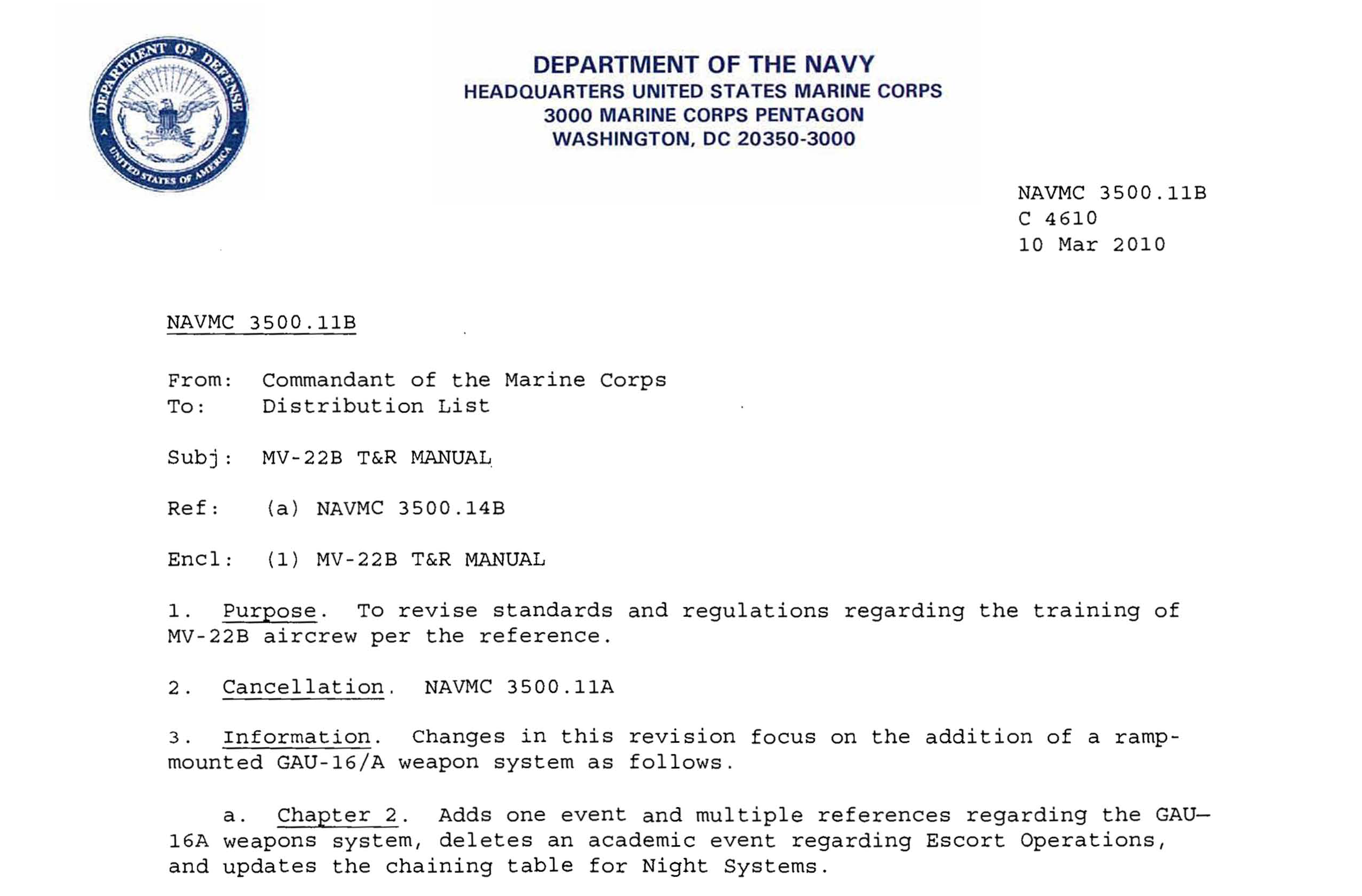 NAVMC 3500.11B MV-22B T&R MANUAL – AVIATION ASSETS